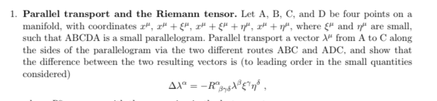 Solved Parallel transport and the Riemann tensor. Let A, ﻿B, | Chegg.com