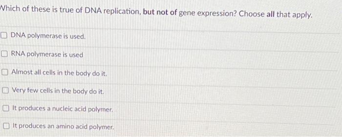 Solved Which of these is true of DNA replication, but not of | Chegg.com