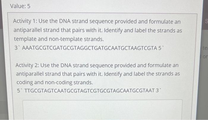 Solved Activity 1: Use the DNA strand sequence provided and | Chegg.com