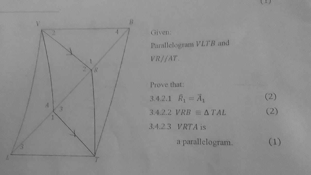 Solved Given:Parallelogram VLTB and VR??AT.Prove | Chegg.com