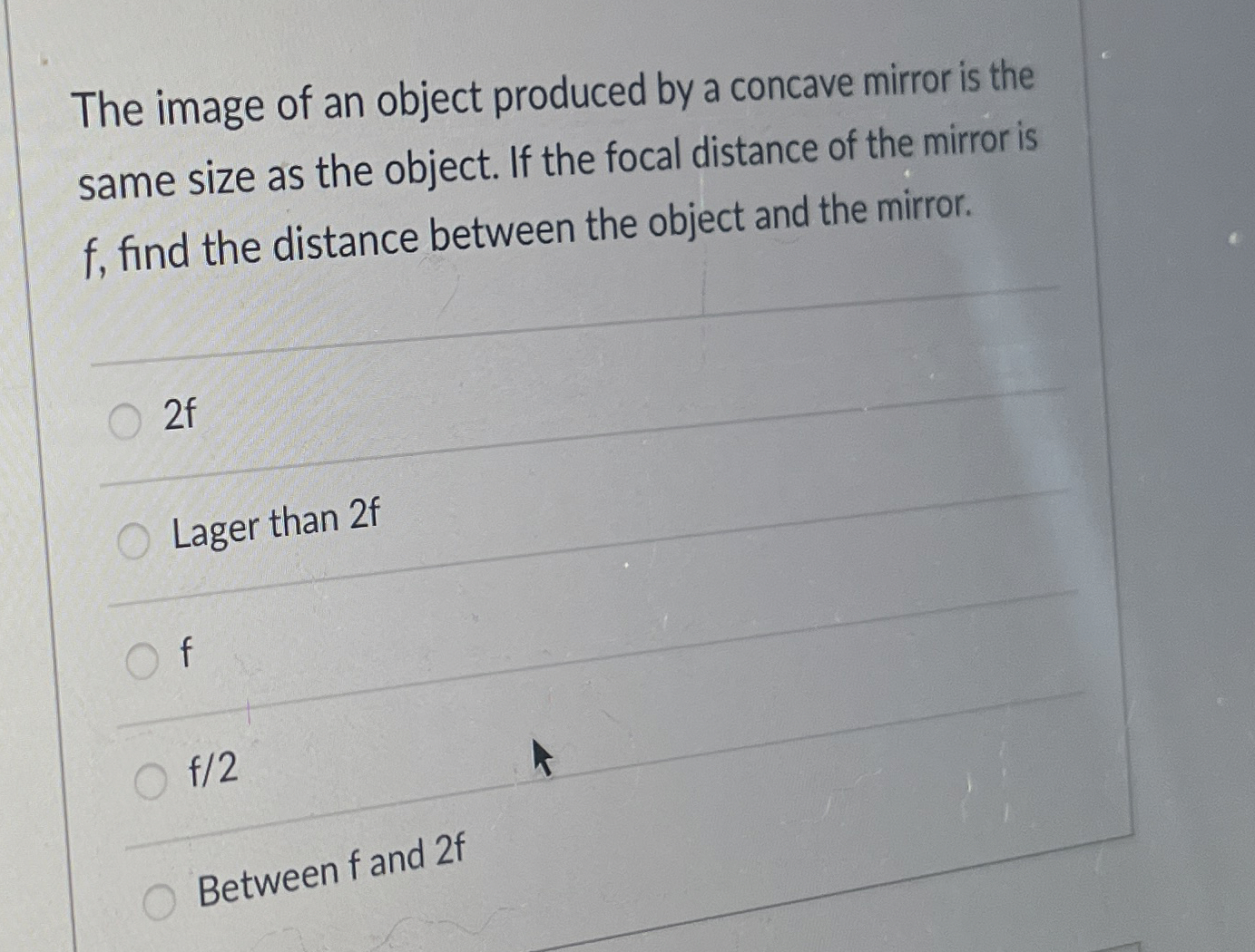 Solved The image of an object produced by a concave mirror | Chegg.com