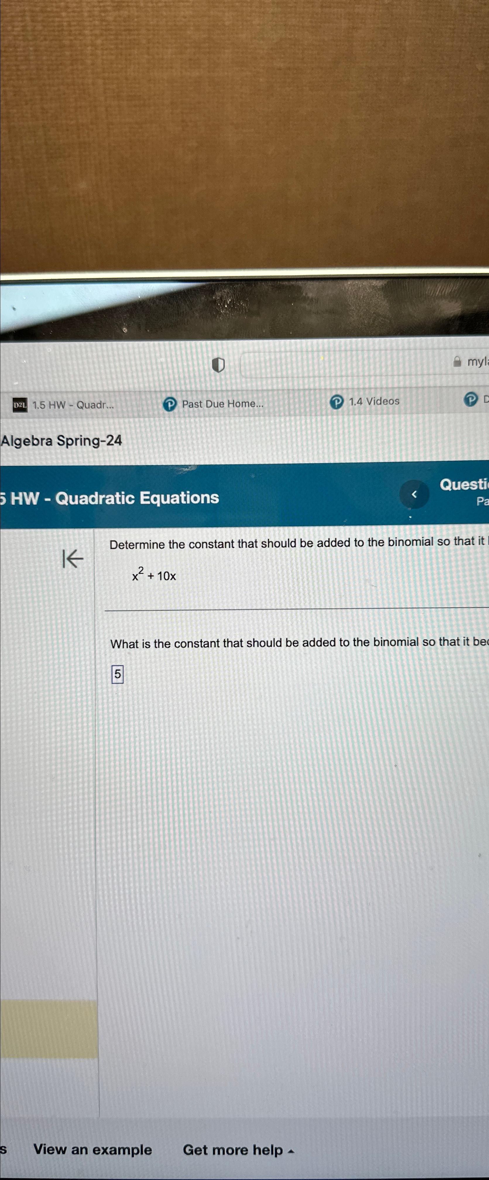 Algebra Spring-245 ﻿HW - ﻿Quadratic | Chegg.com