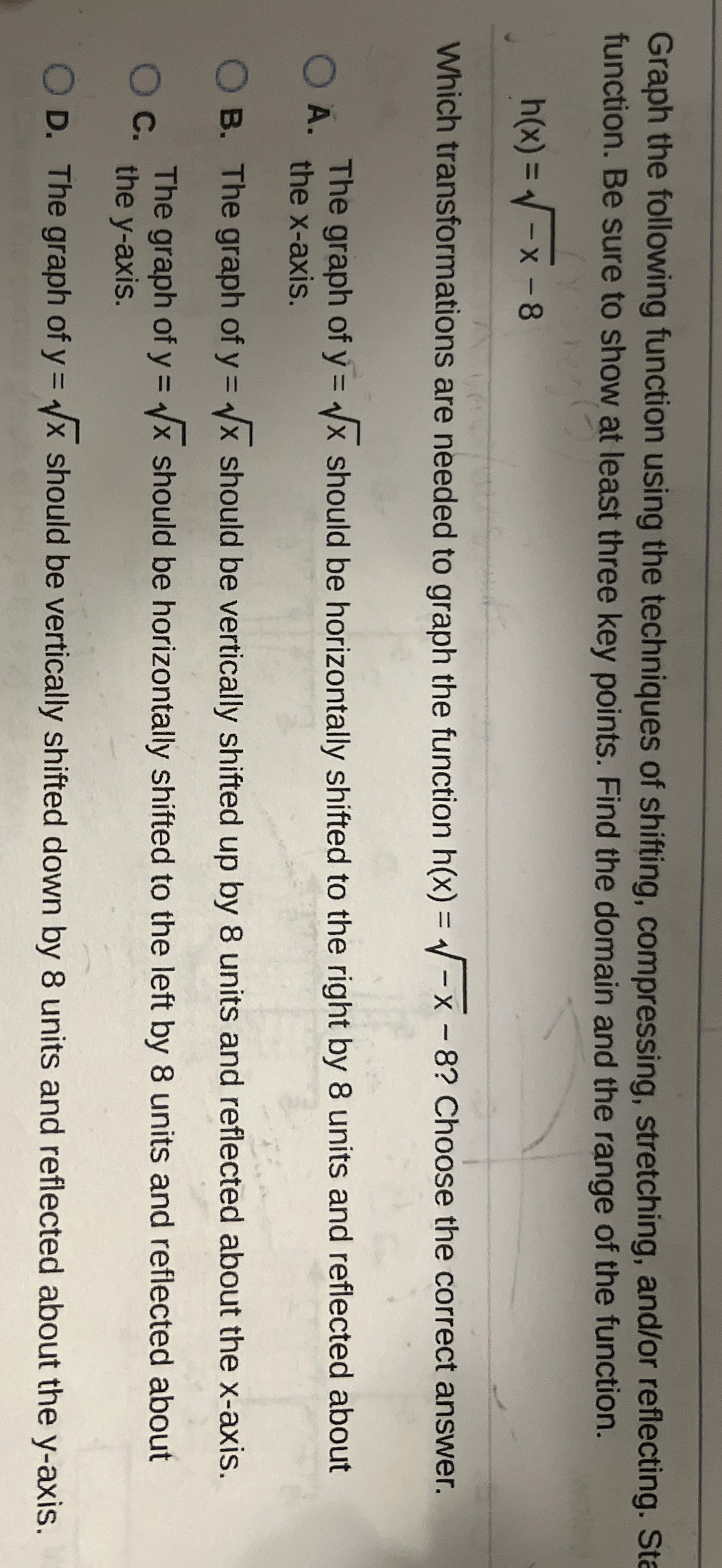 Solved Graph the following function using the techniques of | Chegg.com