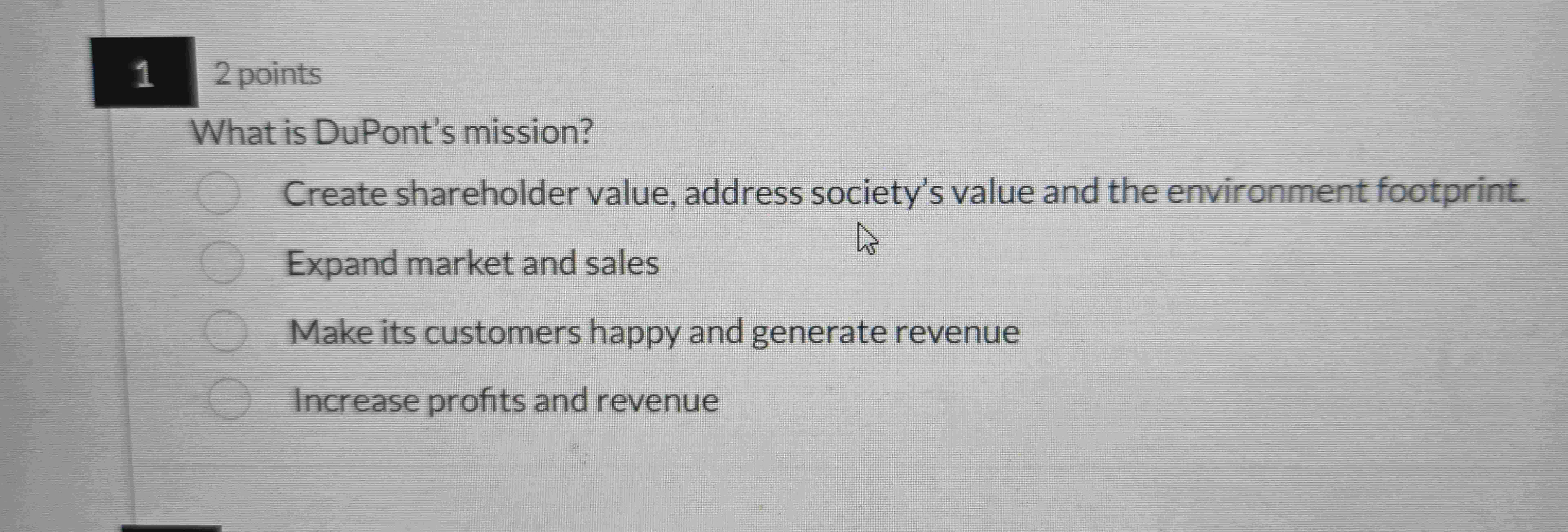 Solved 12 ﻿pointsWhat is DuPont's mission?Create shareholder | Chegg.com