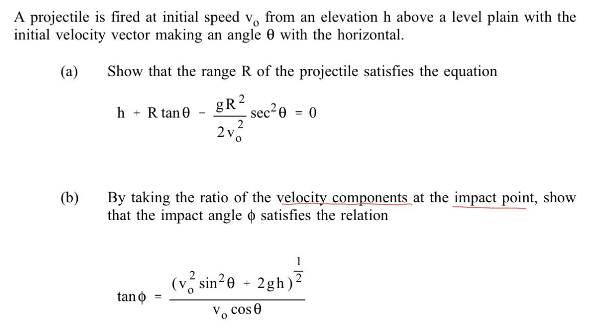 Solved A projectile is fired at initial speed vo ﻿from an | Chegg.com