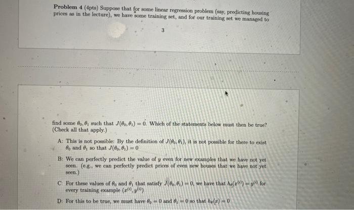 Solved Problem 4 (4pts) Suppose that for some linear | Chegg.com