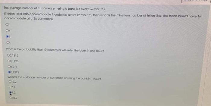 Solved The average number of customers entering a bank is 4 | Chegg.com