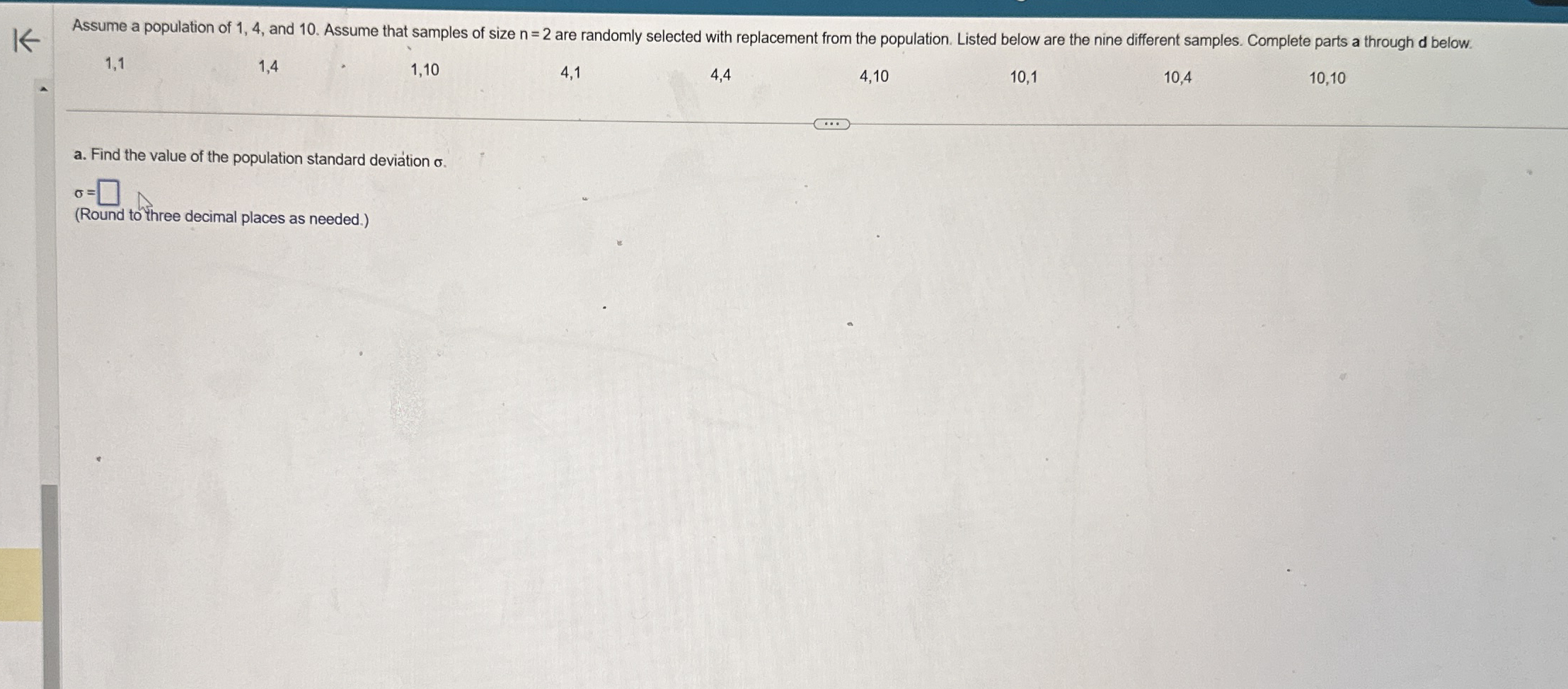 Solved Assume a population of 1,4 , ﻿and 10 . ﻿Assume that | Chegg.com