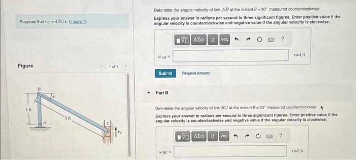 Solved Determine the angular velocity of link AB at the | Chegg.com