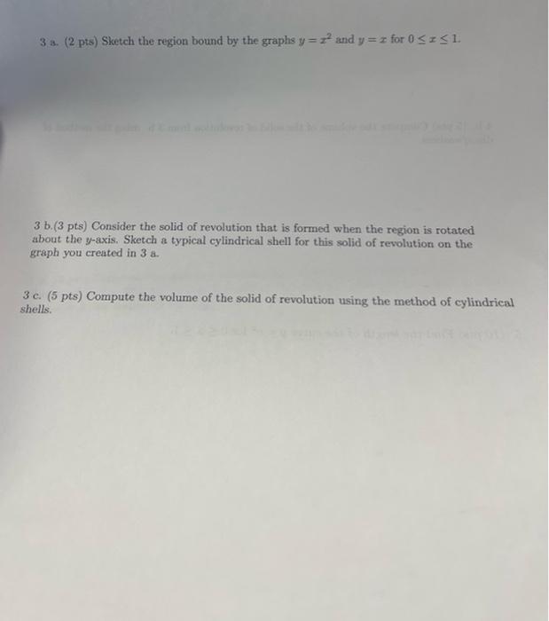 Solved 3a. (2 pts) Sketch the region bound by the graphs | Chegg.com