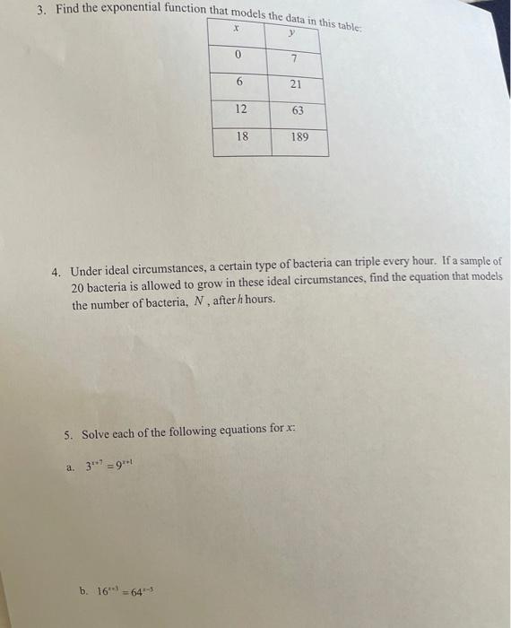 Solved NAME: Written Homework - Exponential Functions +23) | Chegg.com