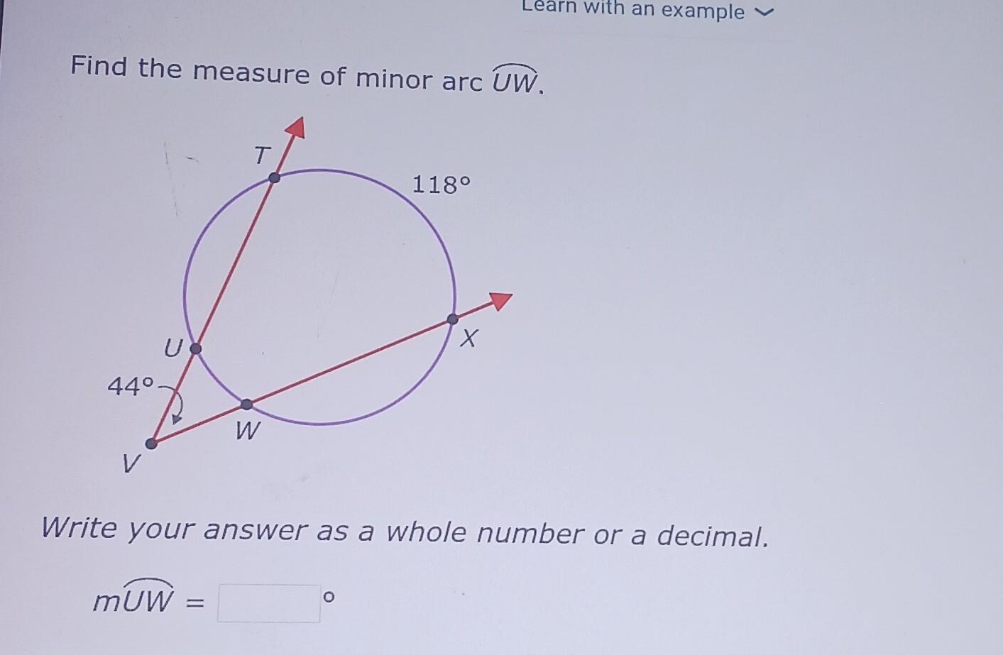 Solved Find the measure of minor arc UW. Write your answer | Chegg.com