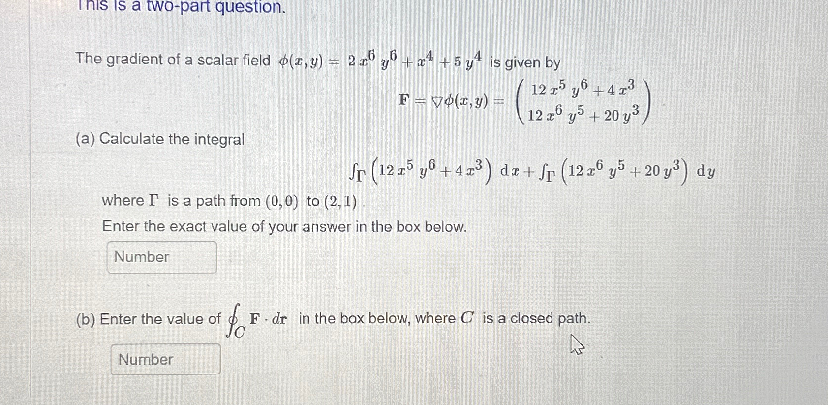 Solved Inis Is a two-part question.The gradient of a scalar | Chegg.com