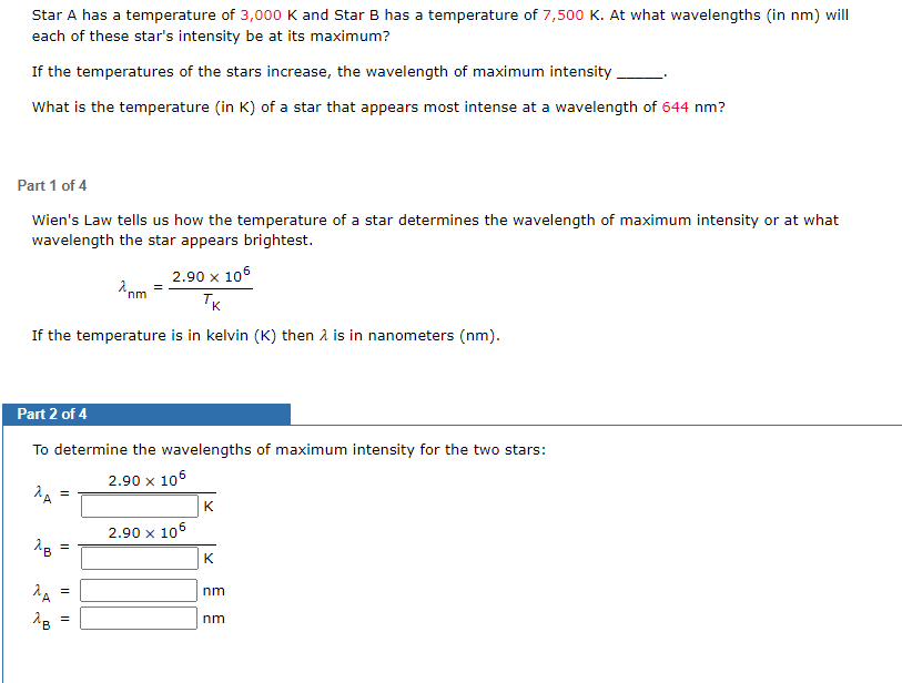 Solved To determine the wavelengths of maximum intensity for | Chegg.com