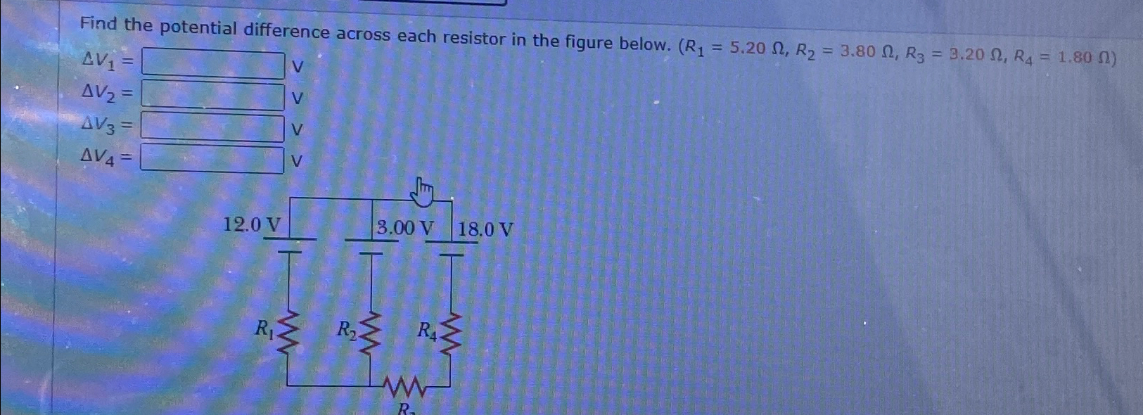 Solved Find the potential difference across each resistor in | Chegg.com