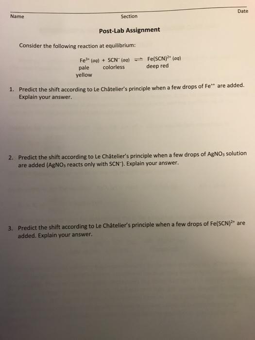 Solved Date Name Section Post-Lab Assignment Consider the | Chegg.com