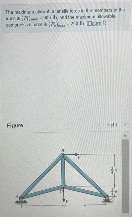 Solved The maximum allowable tensile force in the members of | Chegg.com