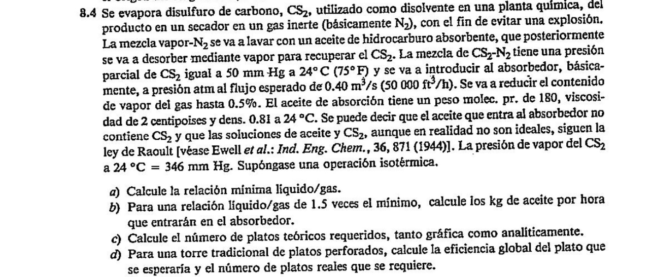 Solved 8.4 ﻿Se evapora disulfuro de carbono, CS2, ﻿utilizado | Chegg.com