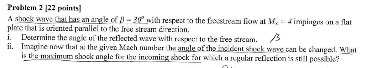 Solved Problem 2 [22 ﻿points]A shock wave that has an angle | Chegg.com