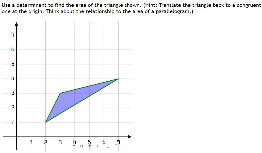 Solved Use a determinant to find the area of the triangle | Chegg.com