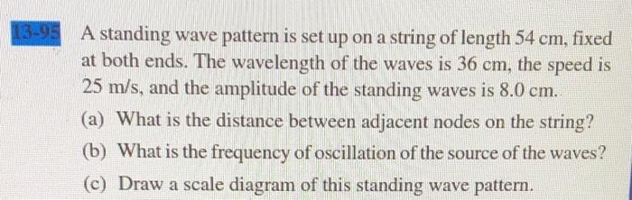 Solved 13-95 A standing wave pattern is set up on a string | Chegg.com