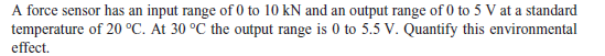 Solved A force sensor has an input range of 0 ﻿to 10kN ﻿and | Chegg.com