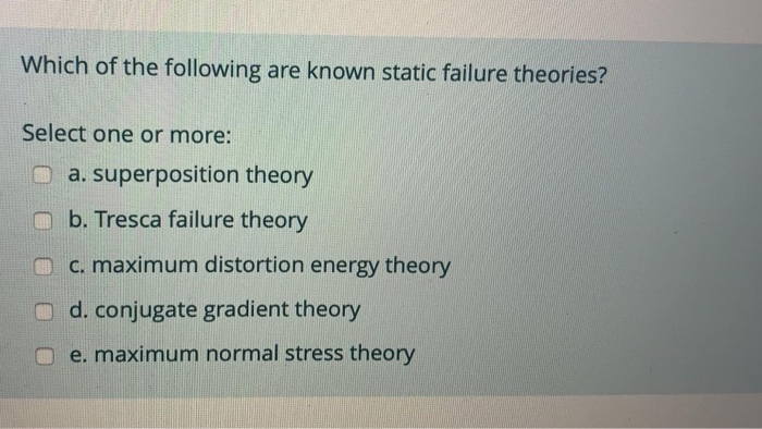 Solved Which of the following are known static failure | Chegg.com