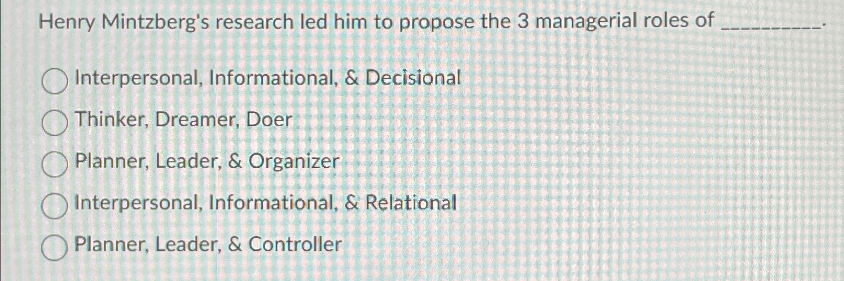 Solved Henry Mintzberg's research led him to propose the 3 | Chegg.com