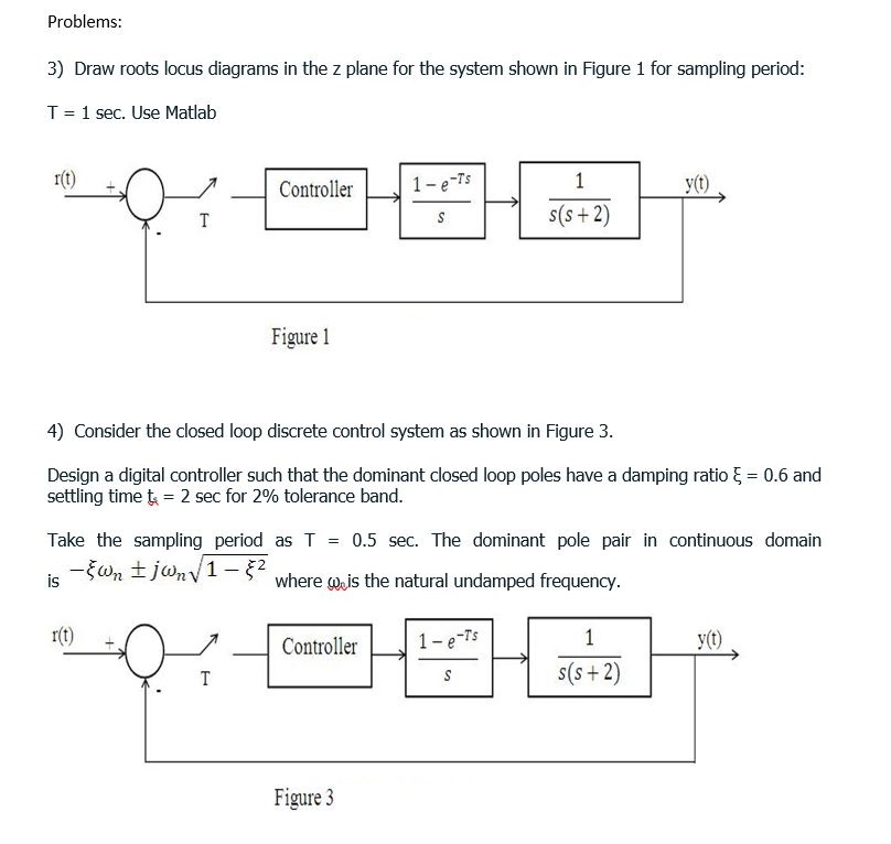Problems:Draw roots locus diagrams in the z ﻿plane | Chegg.com
