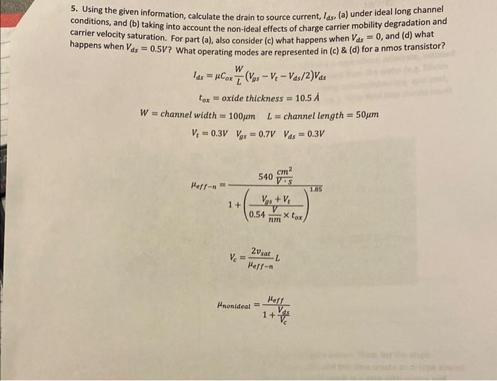 5. Using the given information, calculate the drain | Chegg.com