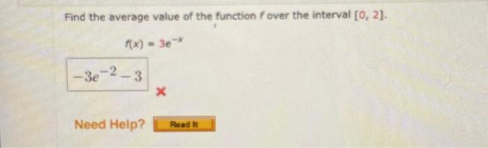 Solved Find the average value of the function f over the | Chegg.com