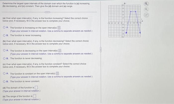 Solved Determine the largest open intervals of the domain | Chegg.com