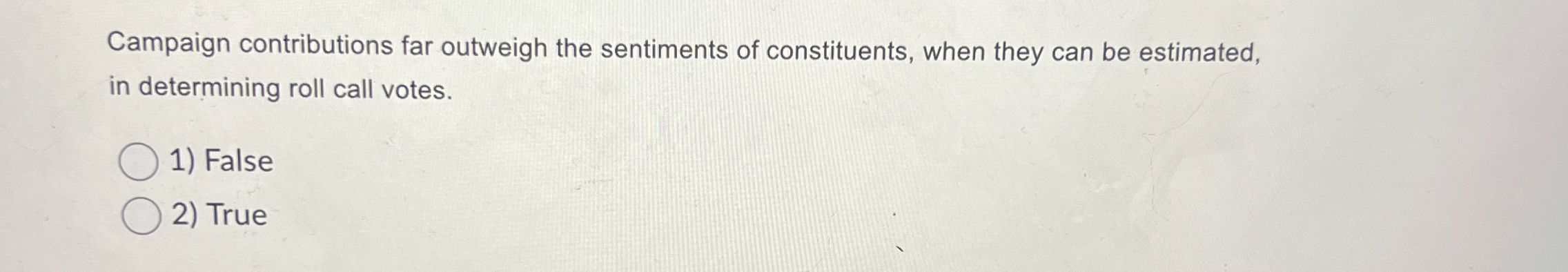 Solved Campaign contributions far outweigh the sentiments of | Chegg.com