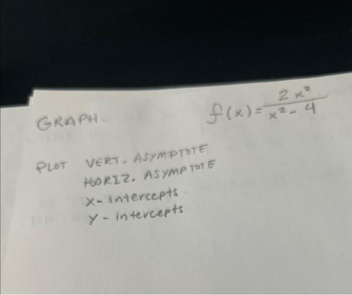 Solved G RMPAI f(x)=x2−42x2 PLOT VERT. ASYMPTOTE HORIZ. | Chegg.com