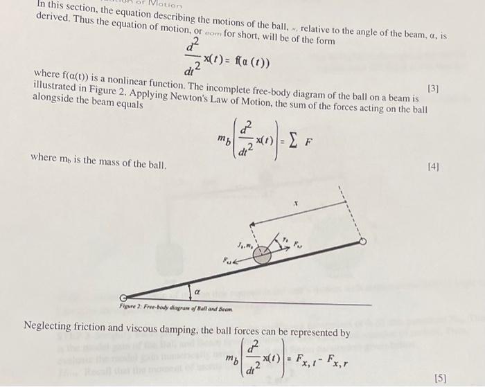 In this section, the equation describing the motions | Chegg.com