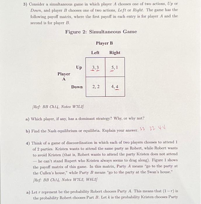 Solved 3) Consider a simultaneous game in which player A | Chegg.com