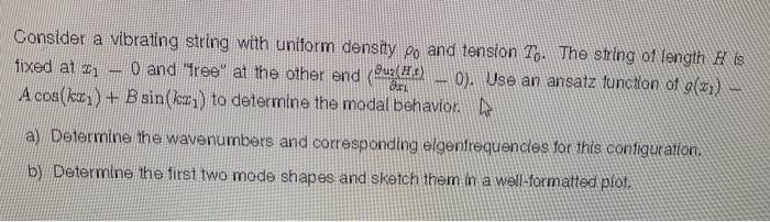 Solved Consider a vibrating string with uniform density po | Chegg.com