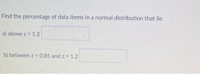 Solved Find the percentage of data items in a normal | Chegg.com