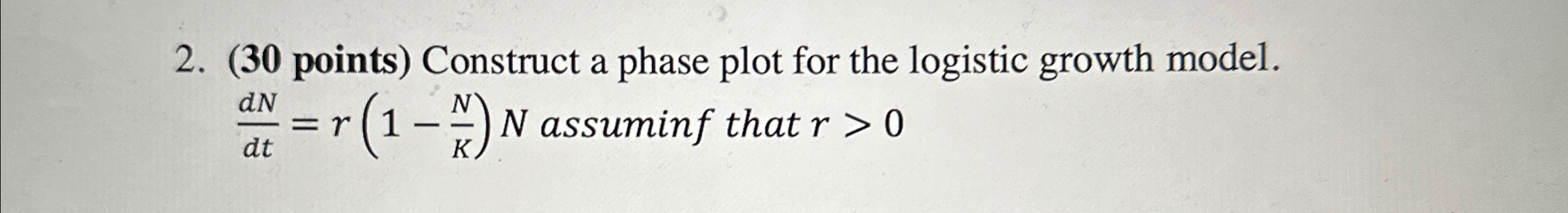 Solved (30 ﻿points) ﻿Construct a phase plot for the logistic | Chegg.com