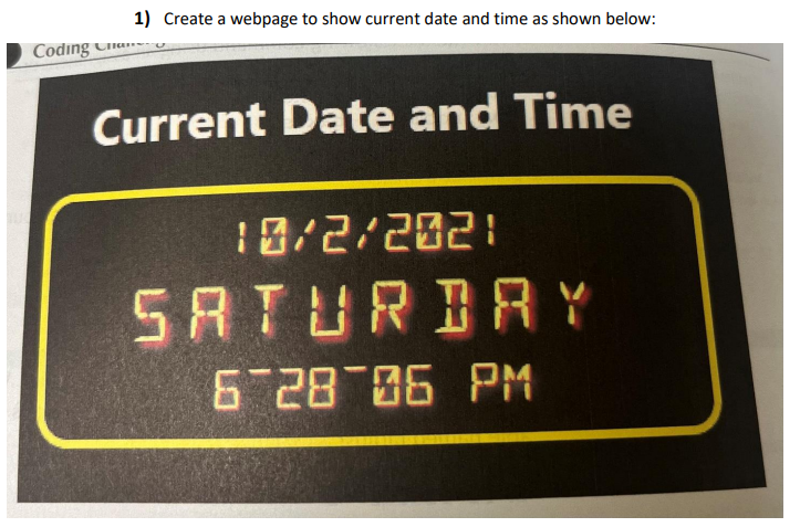 Solved Create a webpage using html,css, ﻿ javascript like | Chegg.com