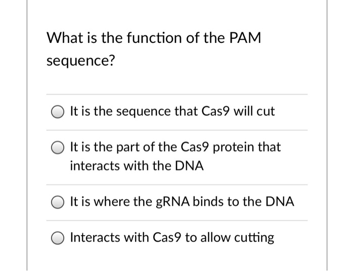 Solved What is the function of the PAM sequence? It is the | Chegg.com