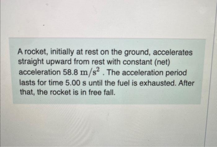 Solved A rocket, initially at rest on the ground, | Chegg.com