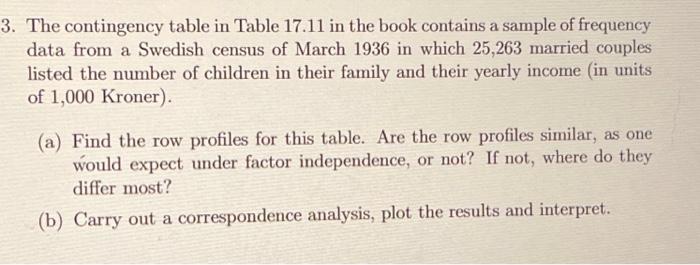 3. The contingency table in Table 17.11 in the book | Chegg.com