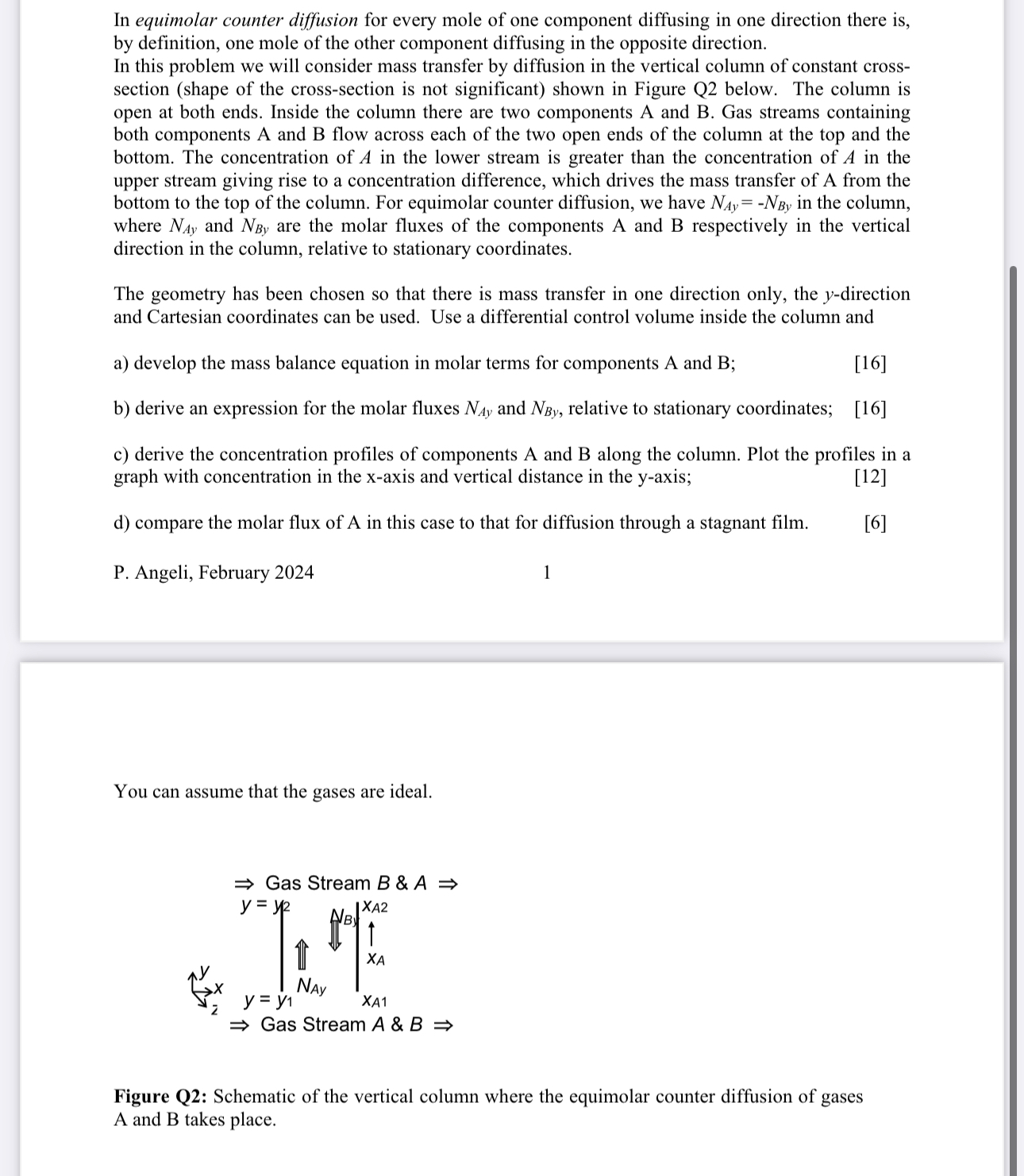 Solved In equimolar counter diffusion for every mole of one | Chegg.com