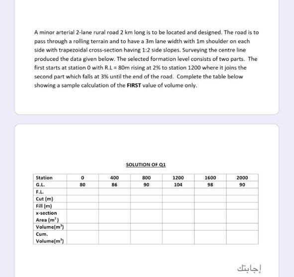 Solved A minor arterial 2-lane rural road 2 km long is to be | Chegg.com