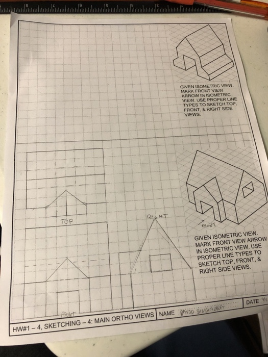 Solved GIVEN ISOMETRIC VIEW MARK FRONT VIEW ARROW IN | Chegg.com
