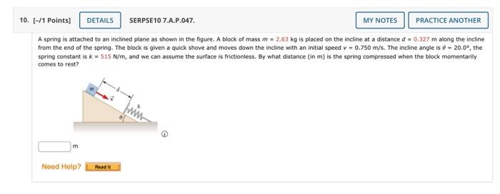 Solved A spring is attached to an inclined plane as shown in | Chegg.com