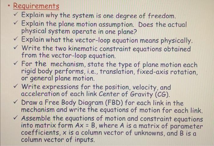 Solved Four-Bar Mechanism Kinematics and Kinetics | Chegg.com