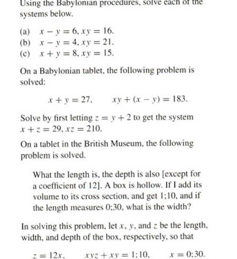 Solved Using the Babylonian procedures, solve each of the | Chegg.com