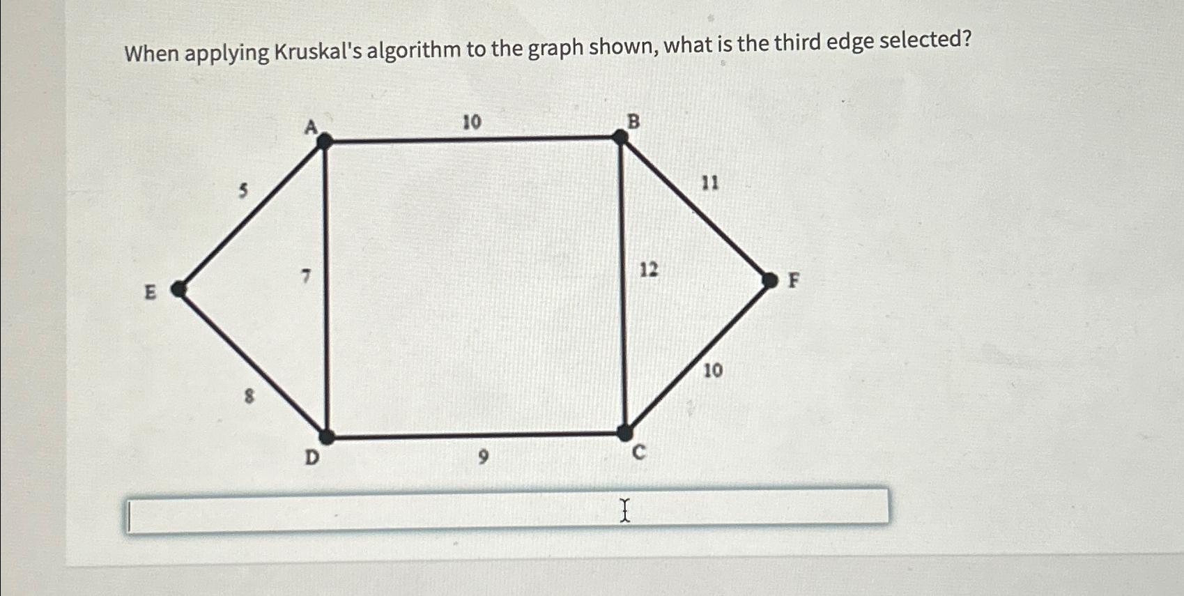Solved When applying Kruskal's algorithm to the graph shown, | Chegg.com